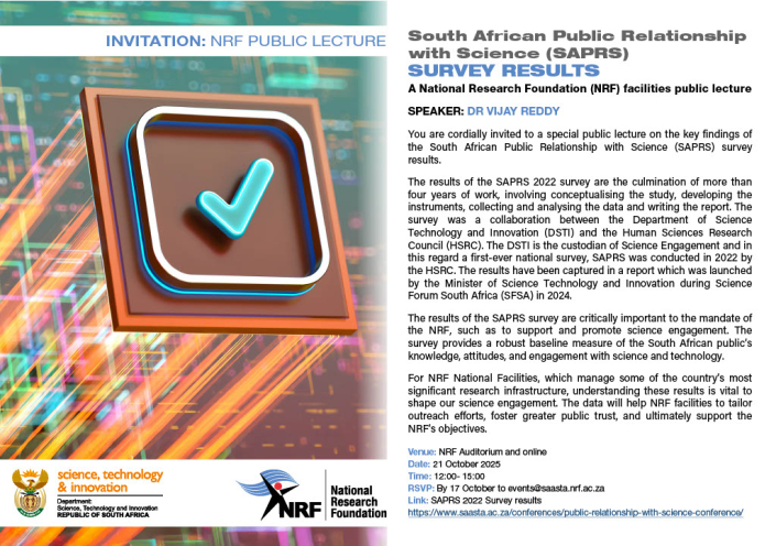 SAPRS SURVEY RESULTS NRF facilities public lecture – SAASTA